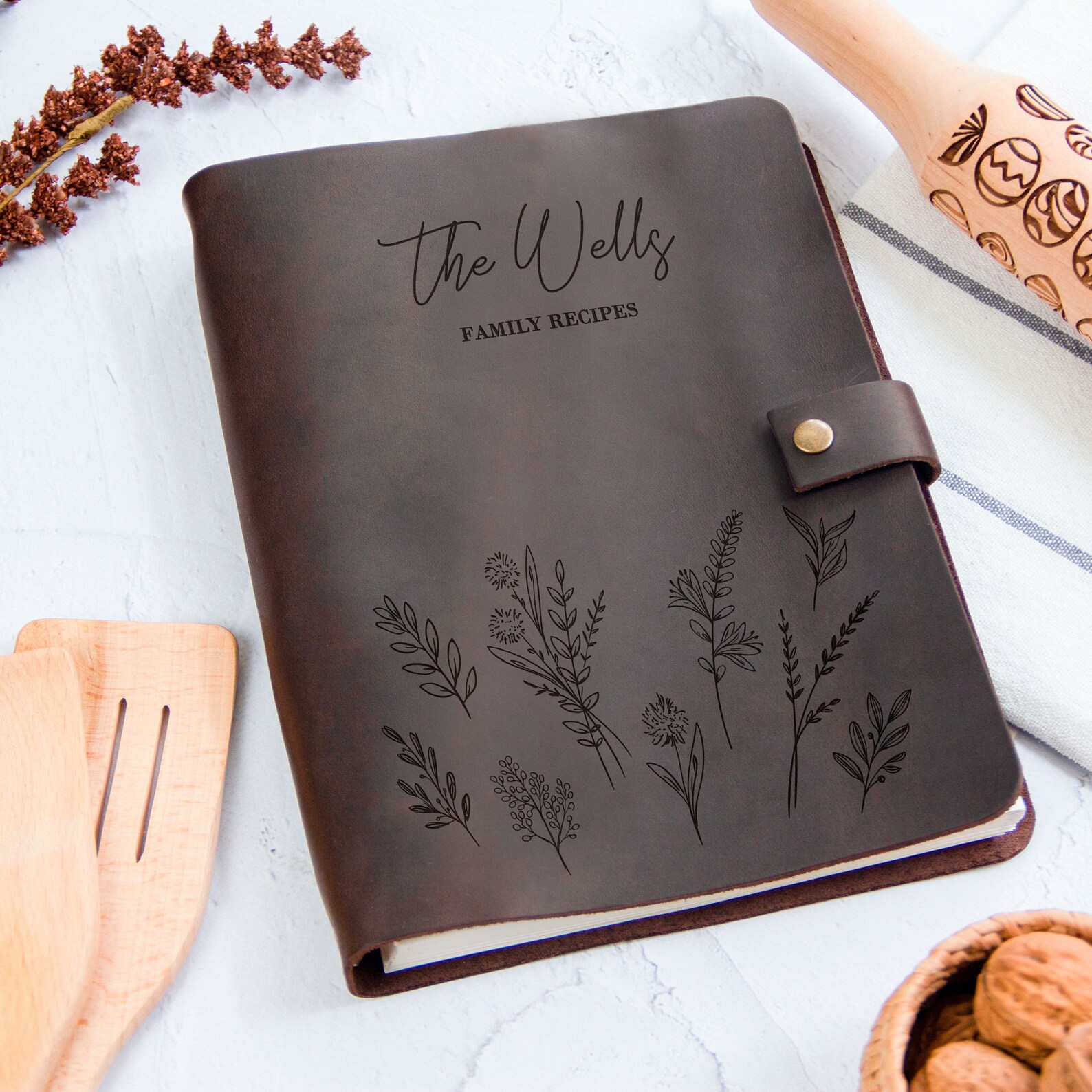 Leather Recipe Book Personalized Cookbook Binder Blank Recipe - Etsy