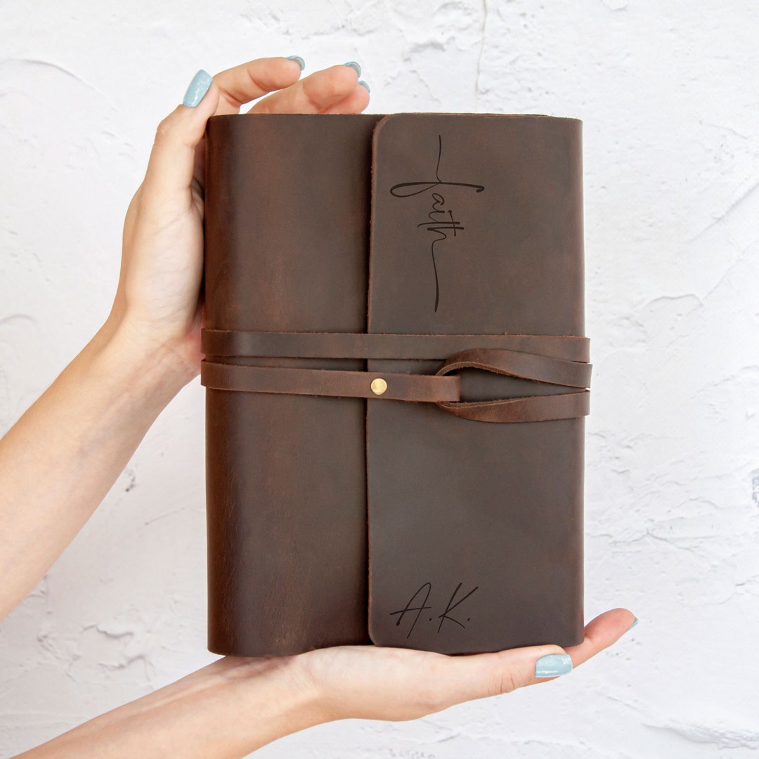 Custom Leather Bible Cover, Personalized Bible Cover Faith Cross ...