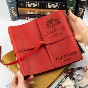 Leather Cabin Guest Book, AIRBNB Welcome Book, Hotel Sign in Book ...