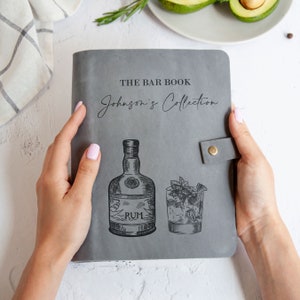 Cocktail Recipe Book Bar Recipe Book Bartender Gift Cocktail Binder Blank Leather Recipe Book ...