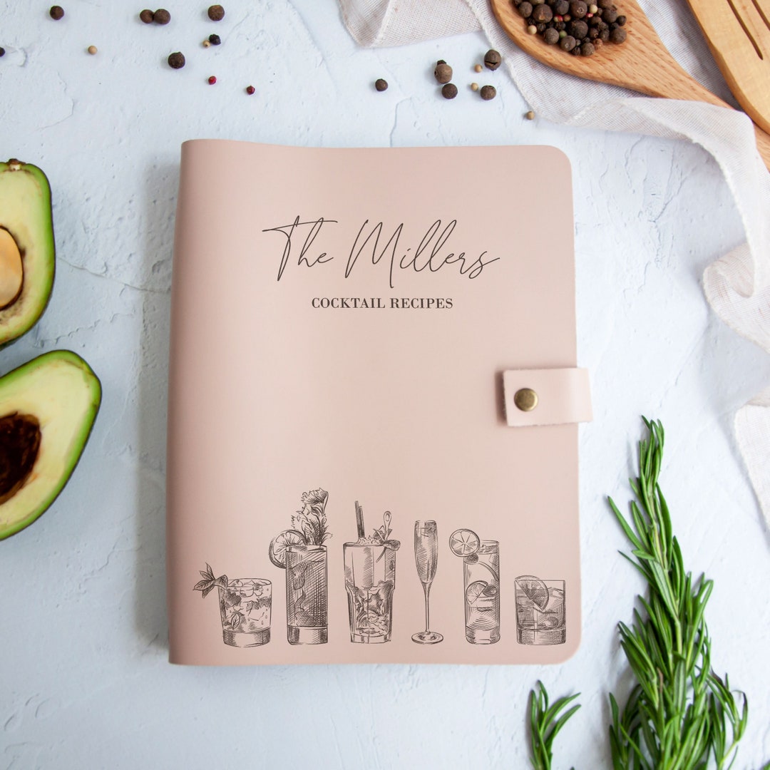 Cocktail Recipe Book Personalized Engraved Leather Cookbook Bar Recipe ...
