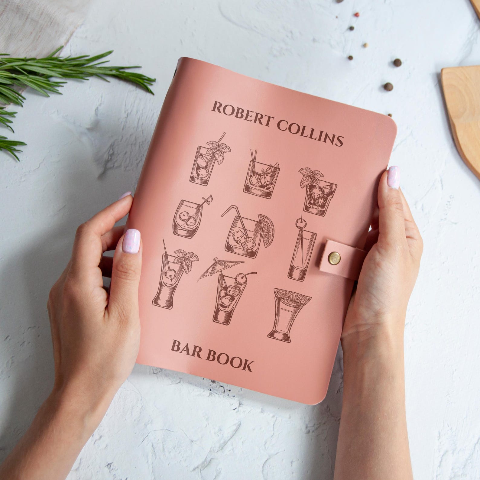 Custom Cocktail Recipe Book Binder, Bar Recipe Book, Leather Cocktail ...