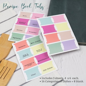 Add-on Self-adhesive Recipe Tab Labels - 16 Categories of Dishes + 8 ...