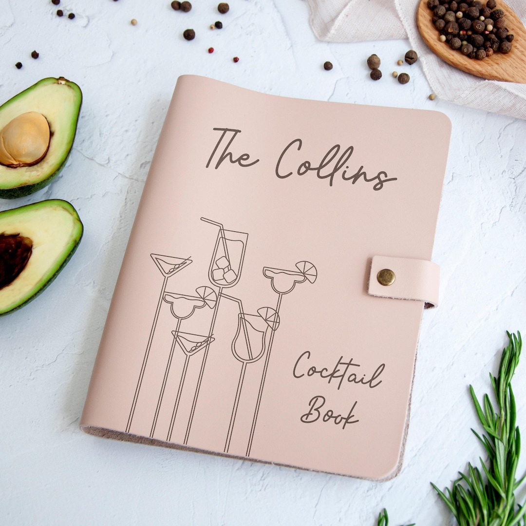 Custom Cocktail Recipe Book Binder, Bar Recipe Book, Leather Cocktail ...