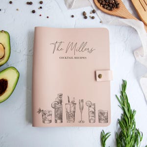 Cocktail Recipe Book Bar Recipe Book Bartender Gift Cocktail Binder Blank Leather Recipe Book ...