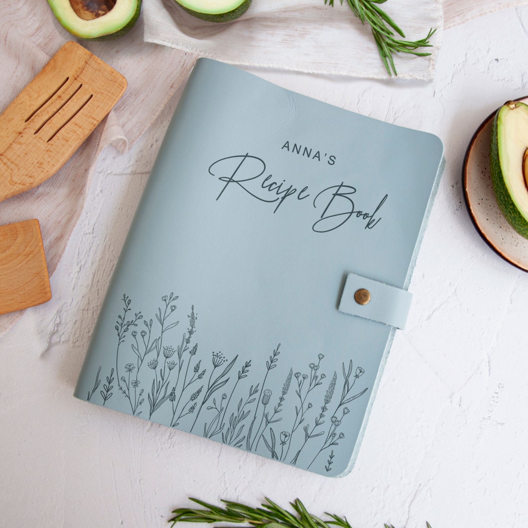Leather Recipe Book Binder, Personalized Blank Cookbook, Family Recipe ...