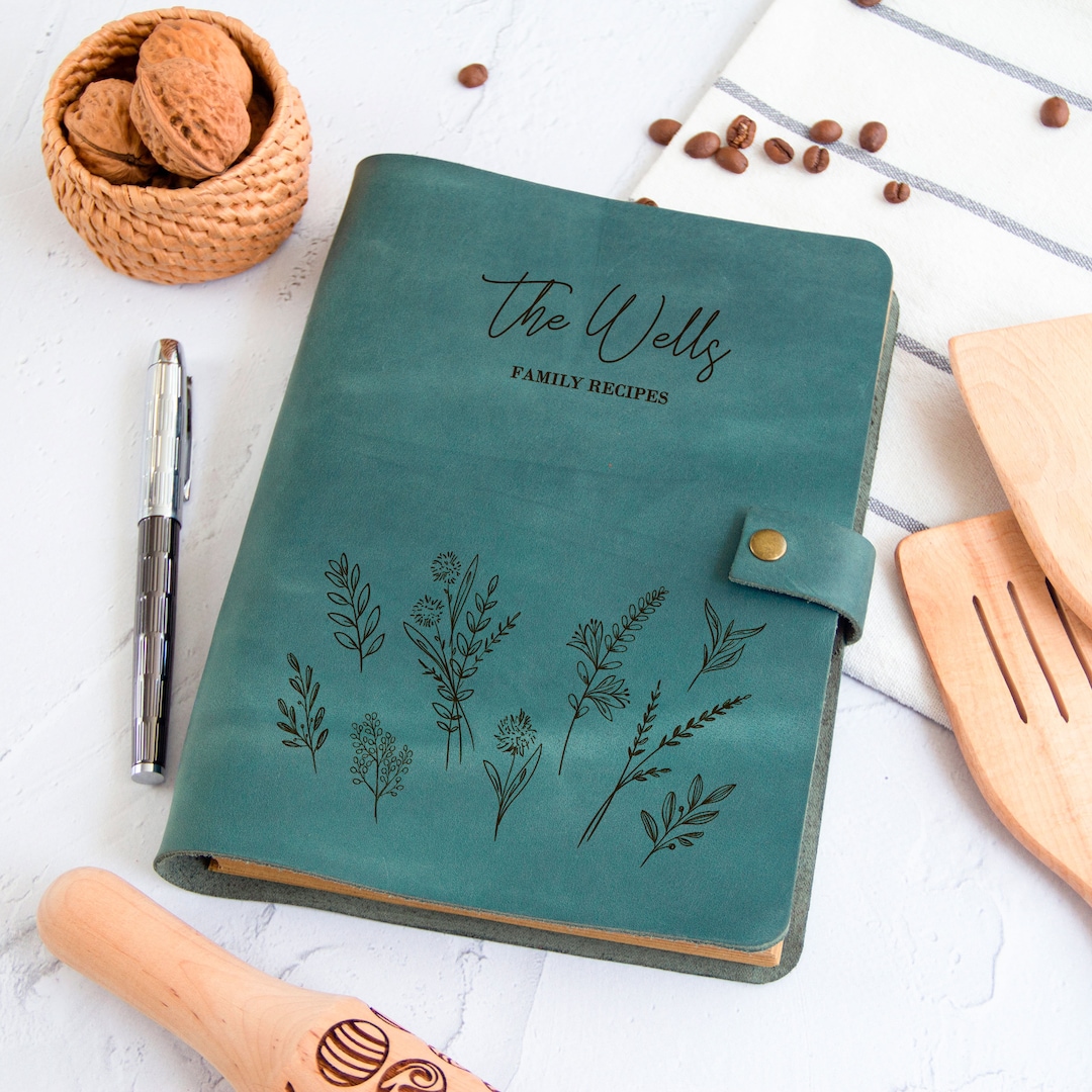 Leather Recipe Book Personalized Cookbook Binder Blank Recipe - Etsy