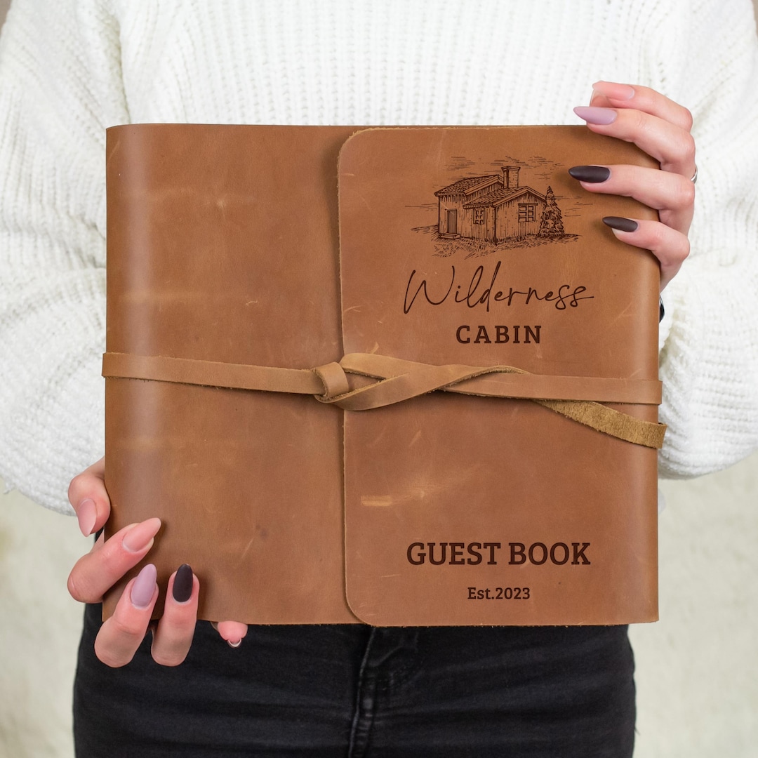Leather Cabin Guest Book, AIRBNB Welcome Book, Hotel Sign in Book ...