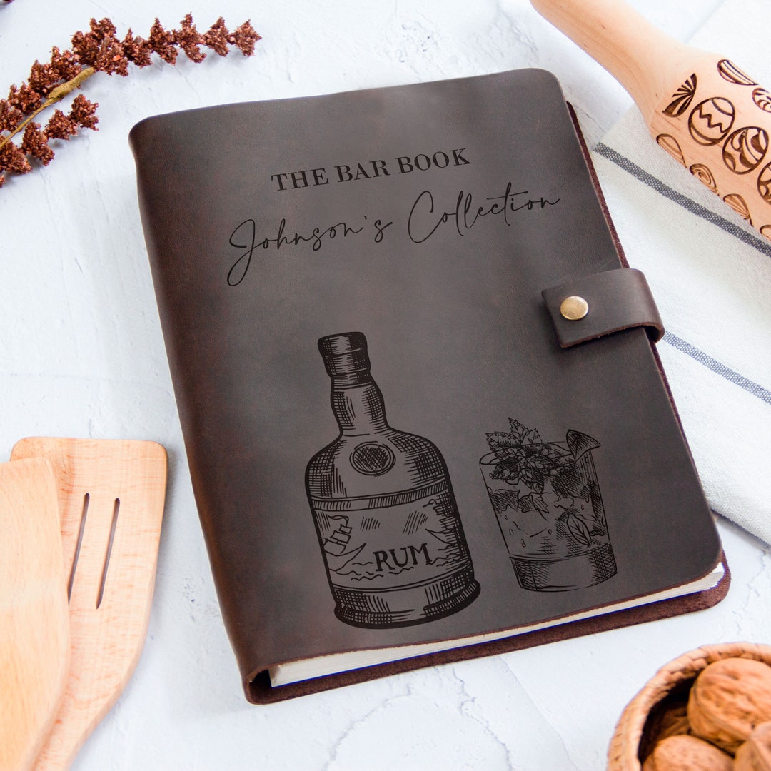 Custom Leather Cocktail Recipe Book Cooking Journal Bartender Gifts ...