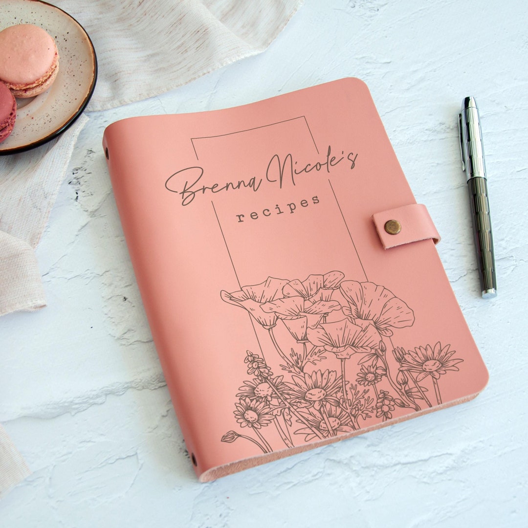 Personalized Recipe Book Binder Custom Recipe Journal Leather Recipe ...