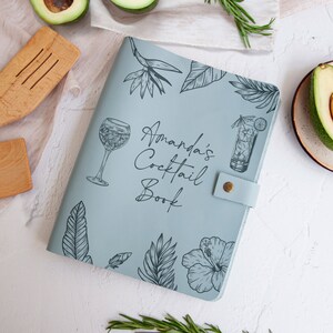 Custom Leather Cocktail Recipe Book Cooking Journal Bartender Gifts ...