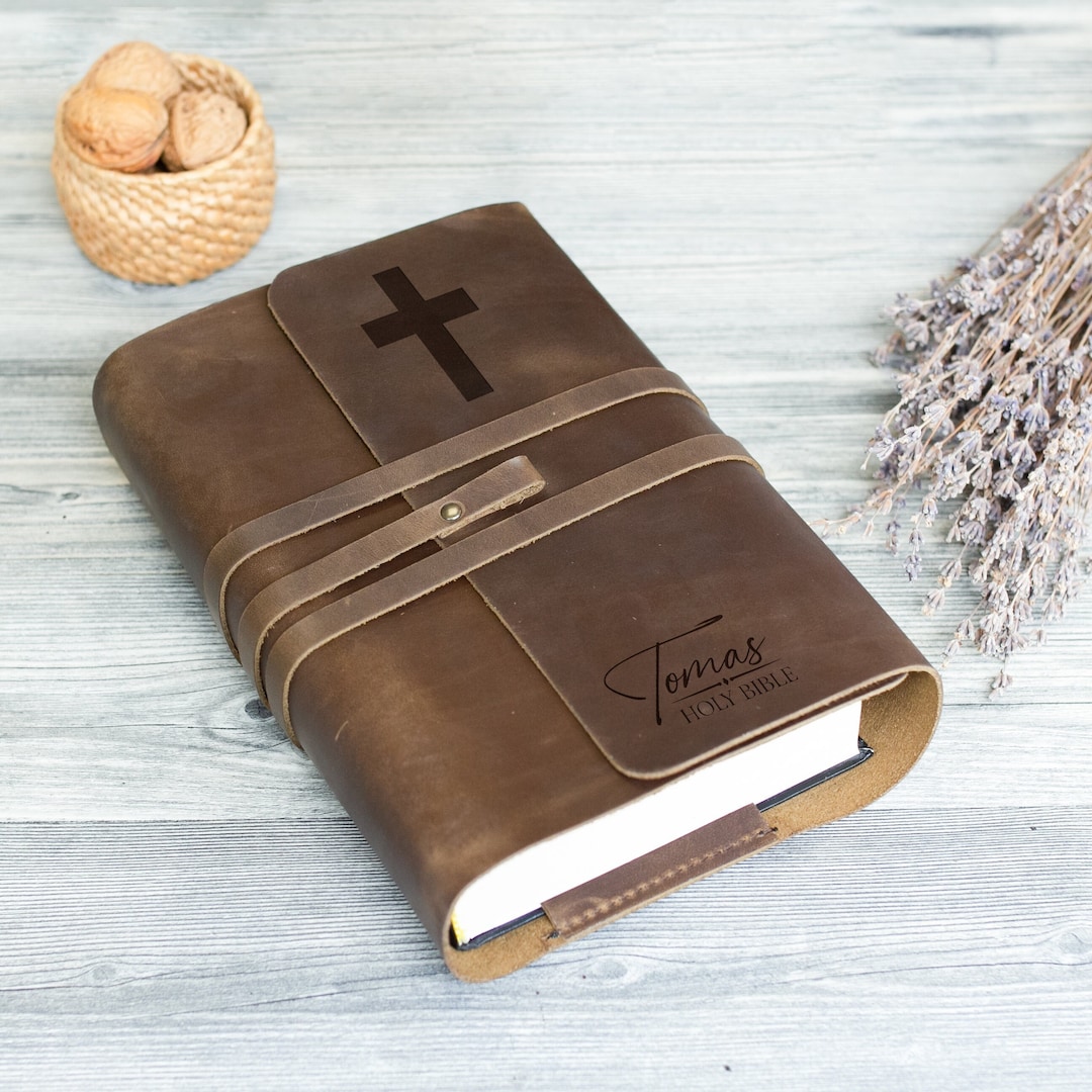 Personalized Leather Bible Cover Engraved Leather Book Cover - Etsy