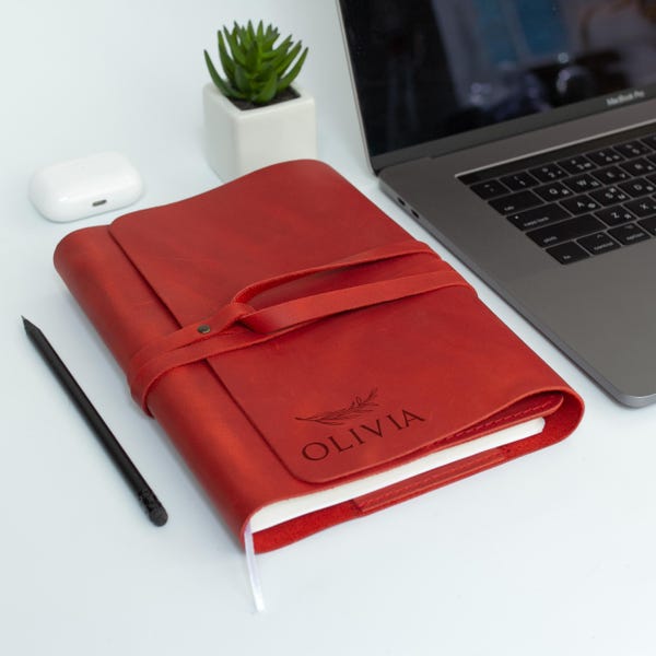 Red Leather Journal - Etsy