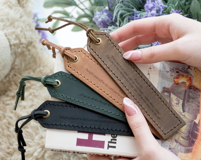 Leather Bible Bookmark Religious Gift for Him Joshua 1:9 Be Strong and ...