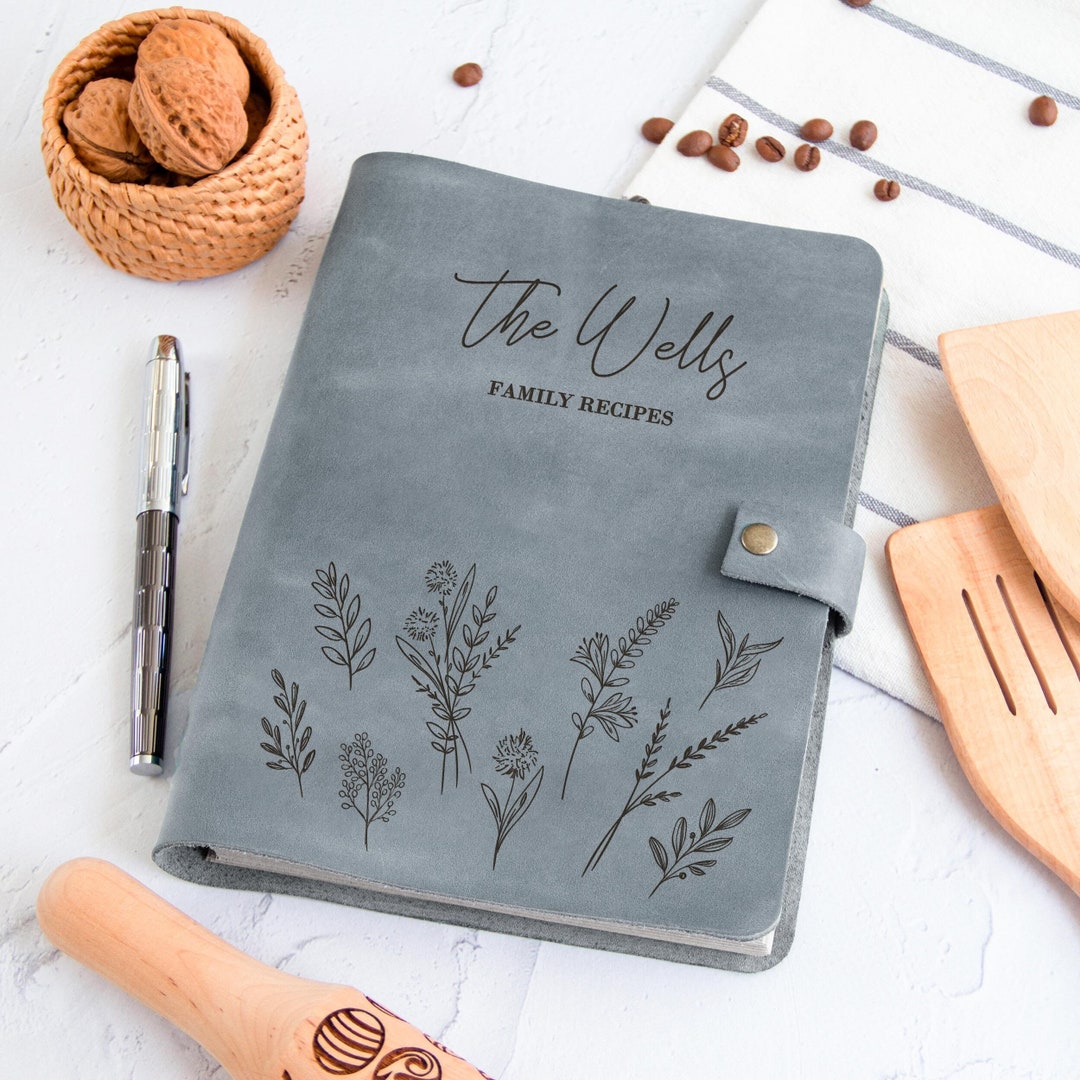 Leather Recipe Book Personalized Cookbook Binder Blank Recipe Book ...