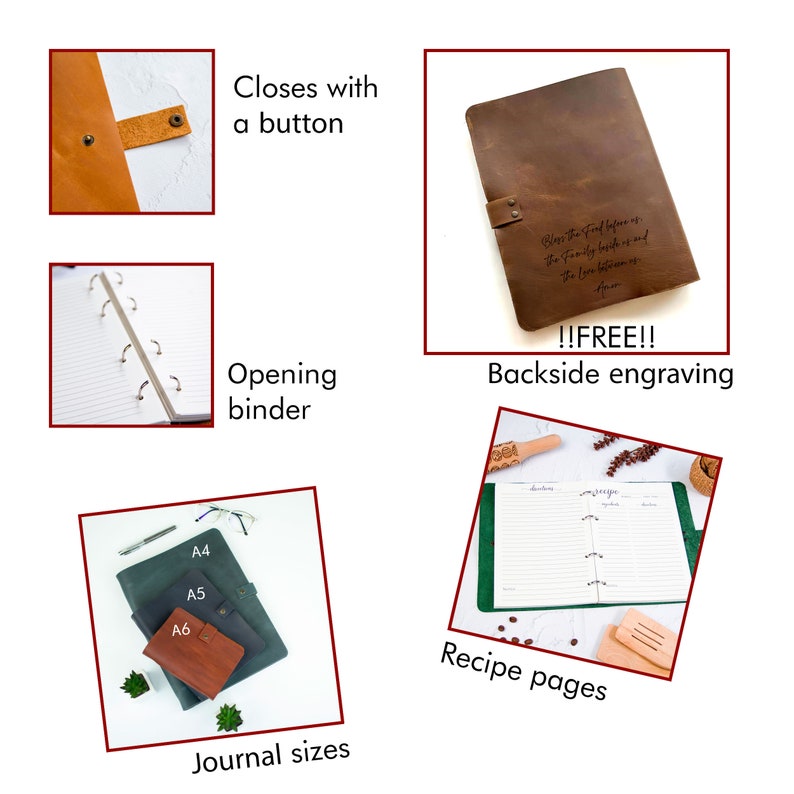 Leather Recipe Book Binder Custom Recipe Book Hydrangea and - Etsy