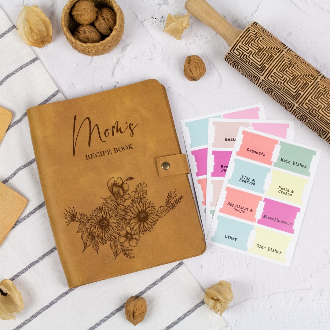 Personalized Recipe Book Leather Cookbook Gift for Mom Recipe - Etsy