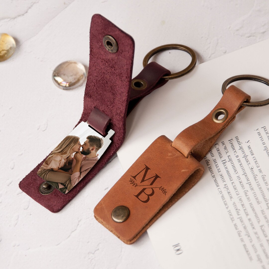 Personalized Leather Keychain With Photo Drive Safe Key - Etsy