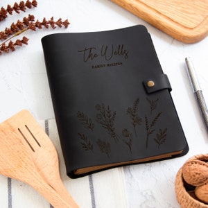 Leather Recipe Book Personalized Cookbook Binder Blank Recipe - Etsy