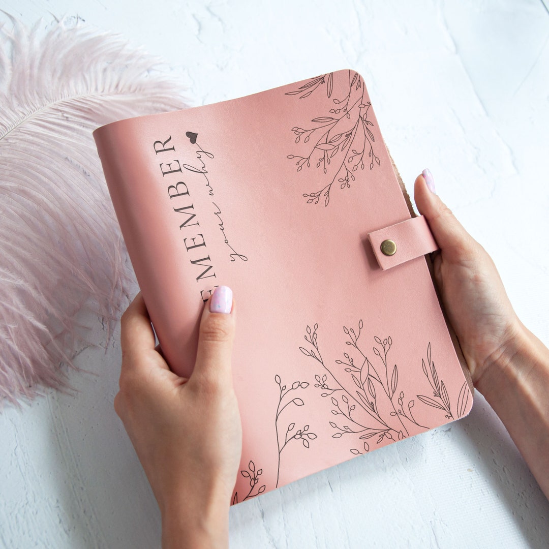 Custom Quote Journal Personalized Leather Notebook With Flower ...