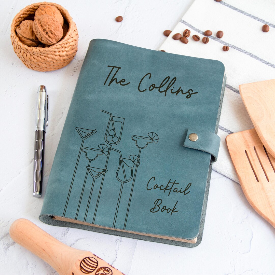 Custom Cocktail Recipe Book Binder Bar Recipe Book Leather - Etsy