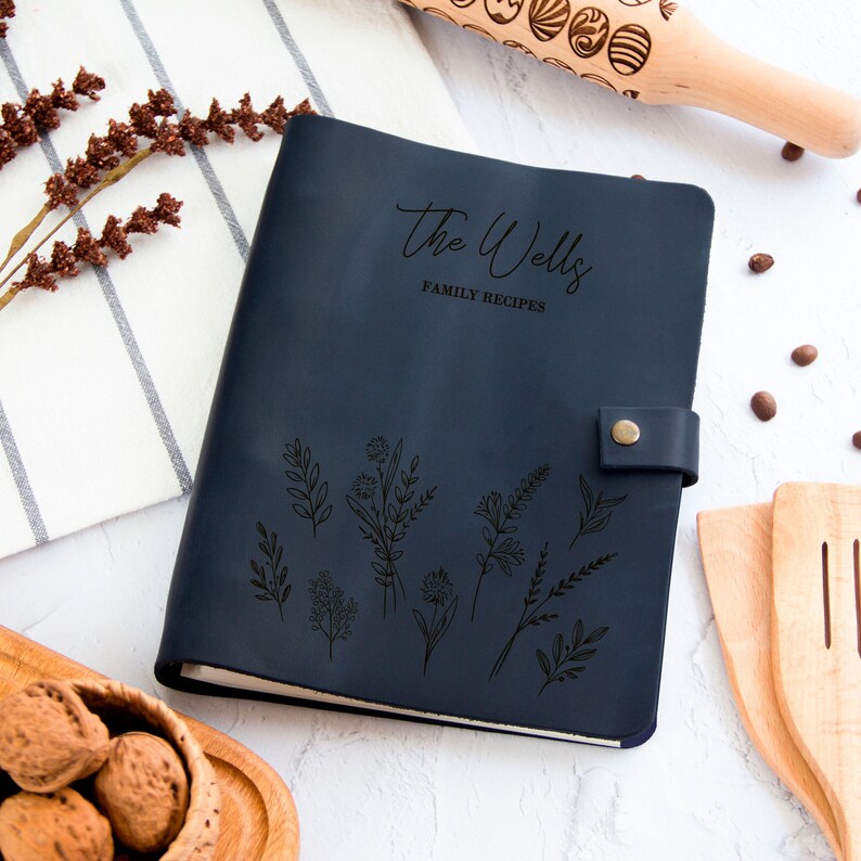 Leather Recipe Book Personalized Cookbook Binder Blank Recipe - Etsy