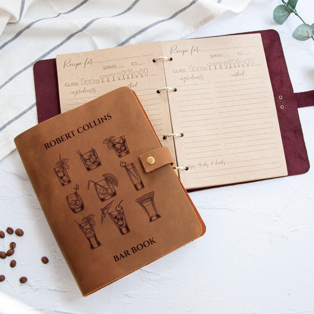 Personalized Cocktail Recipe Book - Drink Recipe Book, Bartender Gift ...