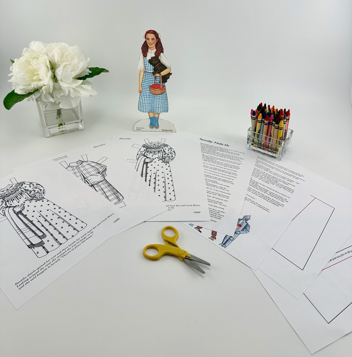 Wizard of Oz Paper Doll Set-instant Download, Colored and Black & White ...