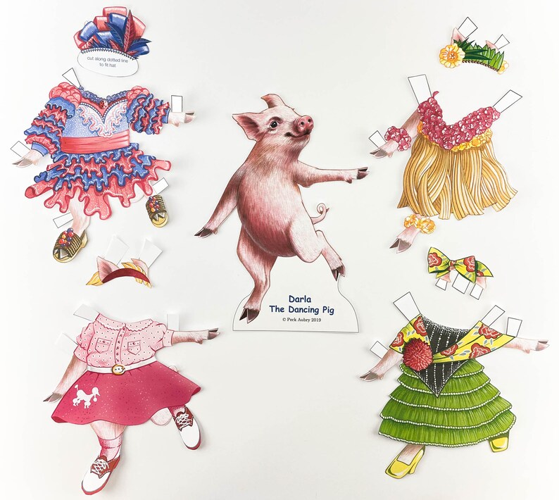 DANCING PIG Paper Doll Printable-paper Dolls-instant Download-diy Craft ...