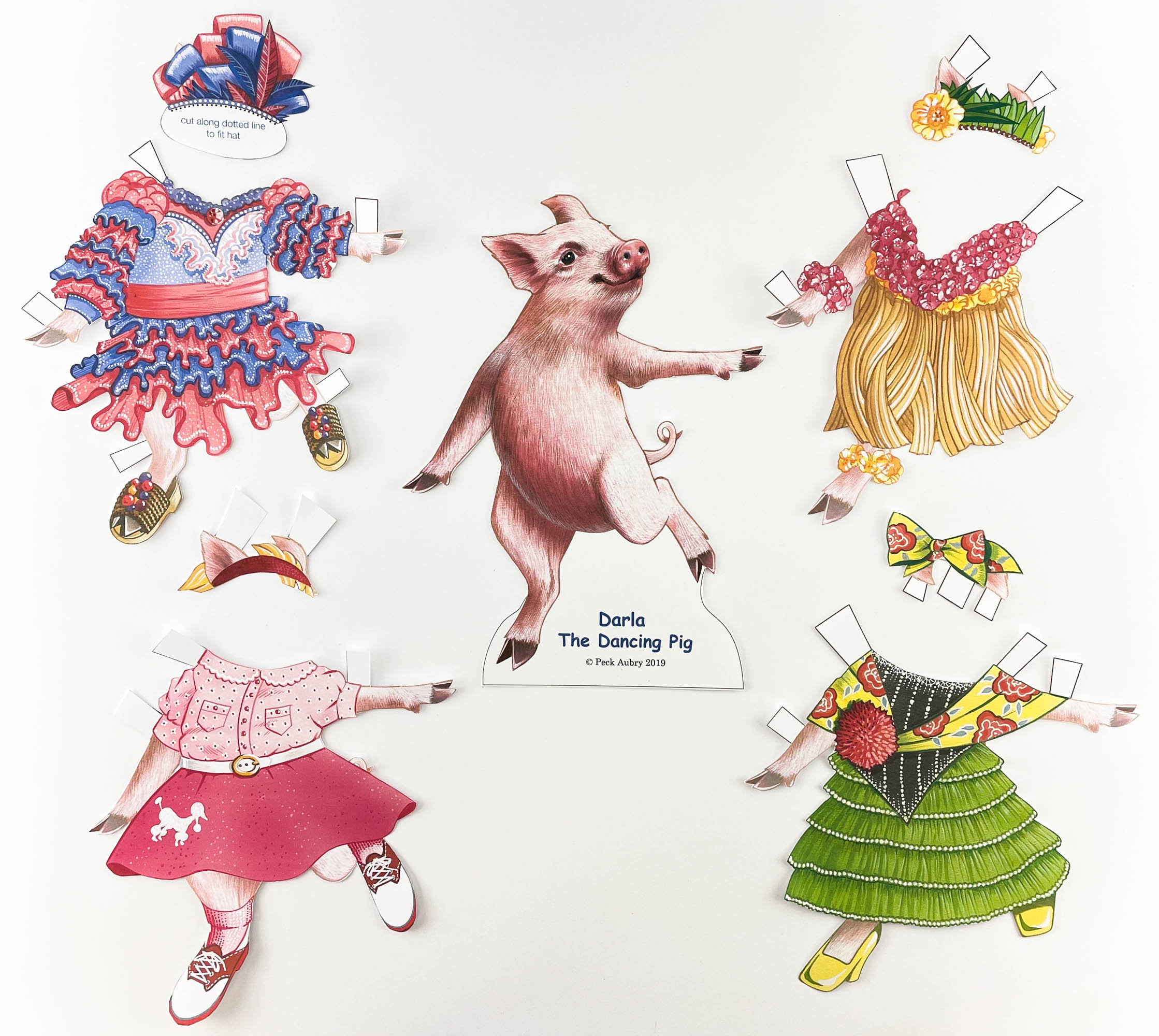 DANCING PIG Paper Doll Printable-paper Dolls-instant Download-diy Craft ...