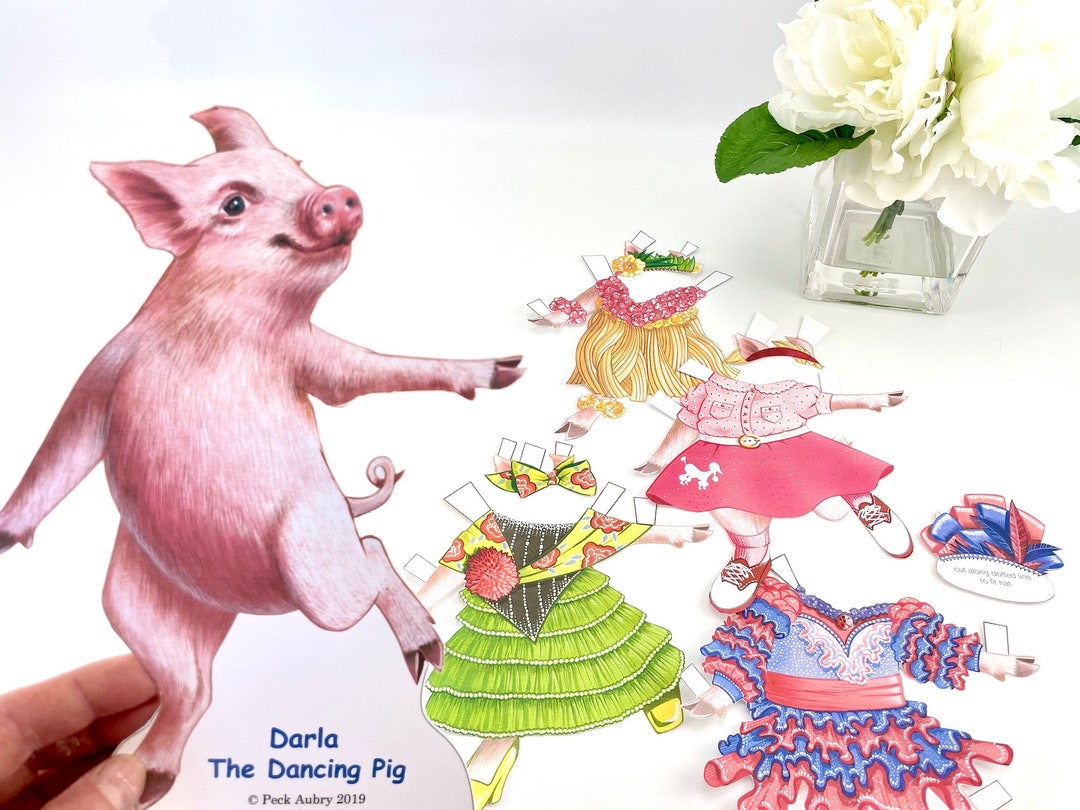 DANCING PIG Paper Doll Printable-paper Dolls-instant Download-diy Craft ...