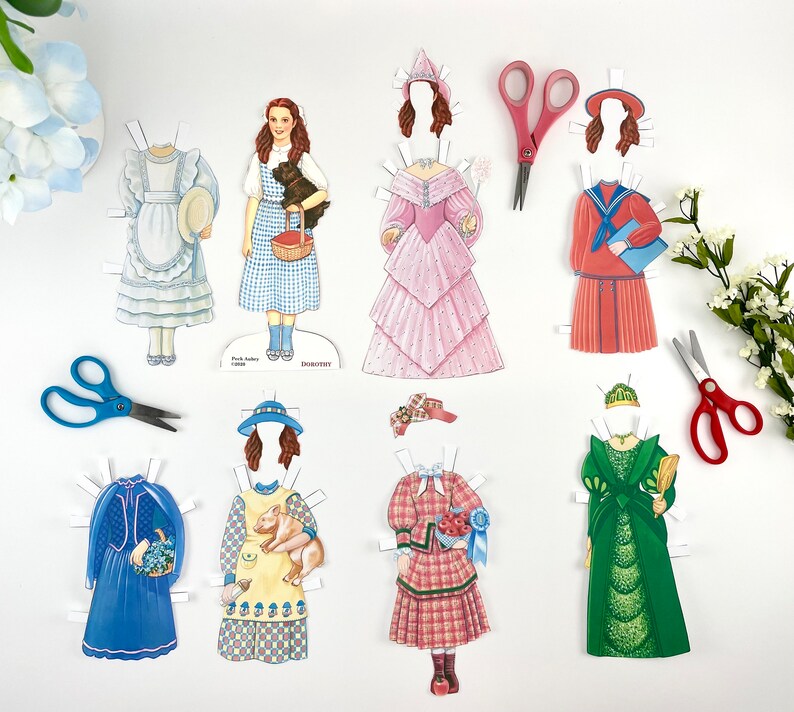 Wizard of Oz Paper Doll Set-instant Download, Colored and Black & White ...