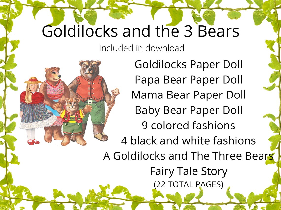 Goldilocks and the Three Bears-dress up Paper Dolls-coloring Pages ...