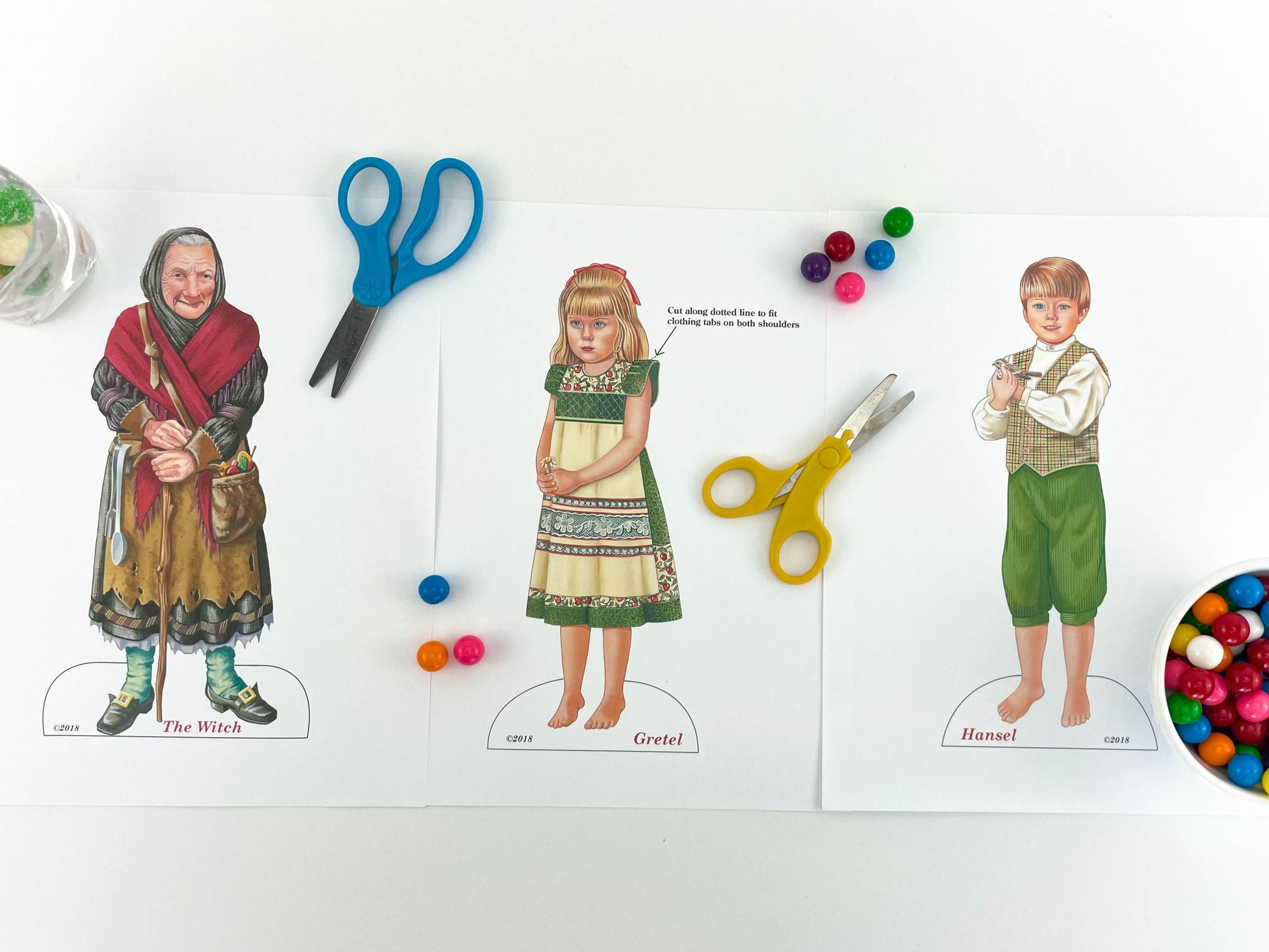 Hansel and Gretel Paper Dolls: Fairy Tale Dress-up, Coloring Pages ...