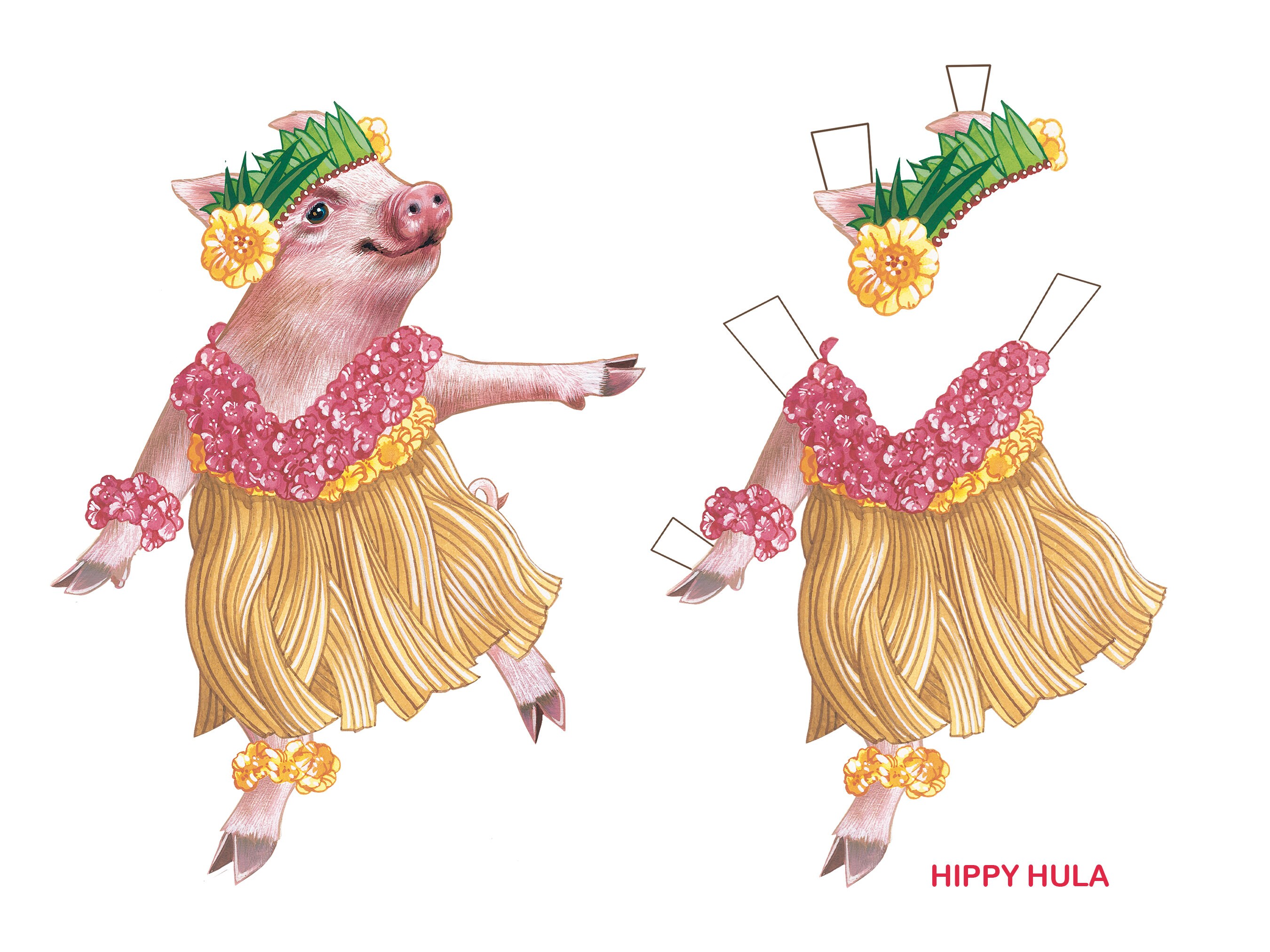 DANCING PIG Paper Doll Printable-paper Dolls-instant | Etsy Canada