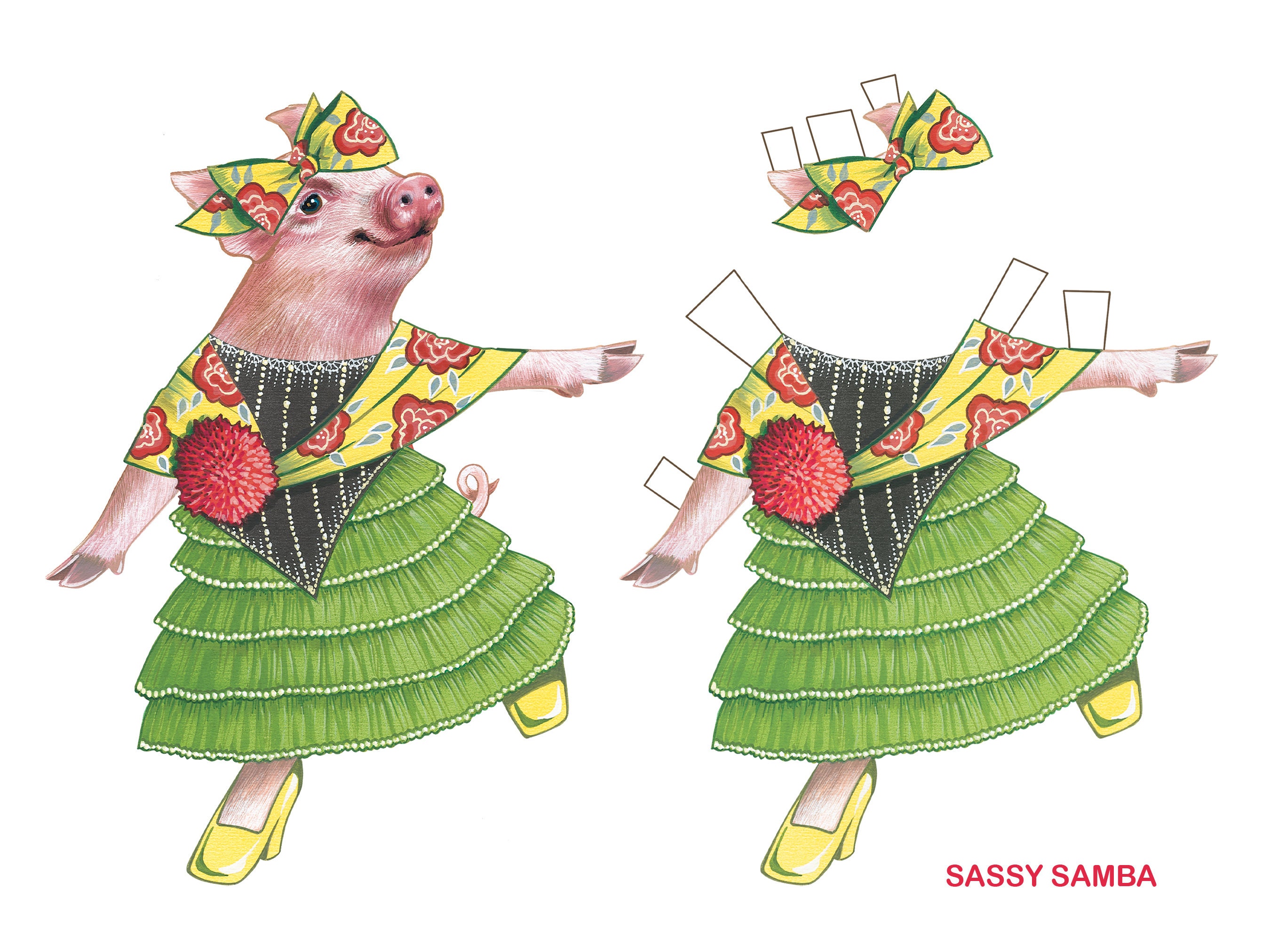 DANCING PIG Paper Doll Printable-paper Dolls-instant | Etsy Canada