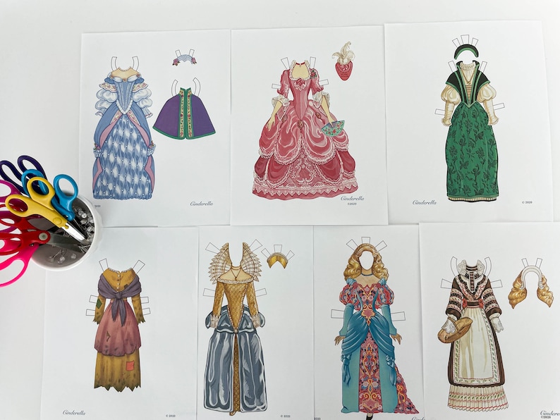 Cinderella Fairy Tale Paper Doll-instant Printable Download-dress up ...