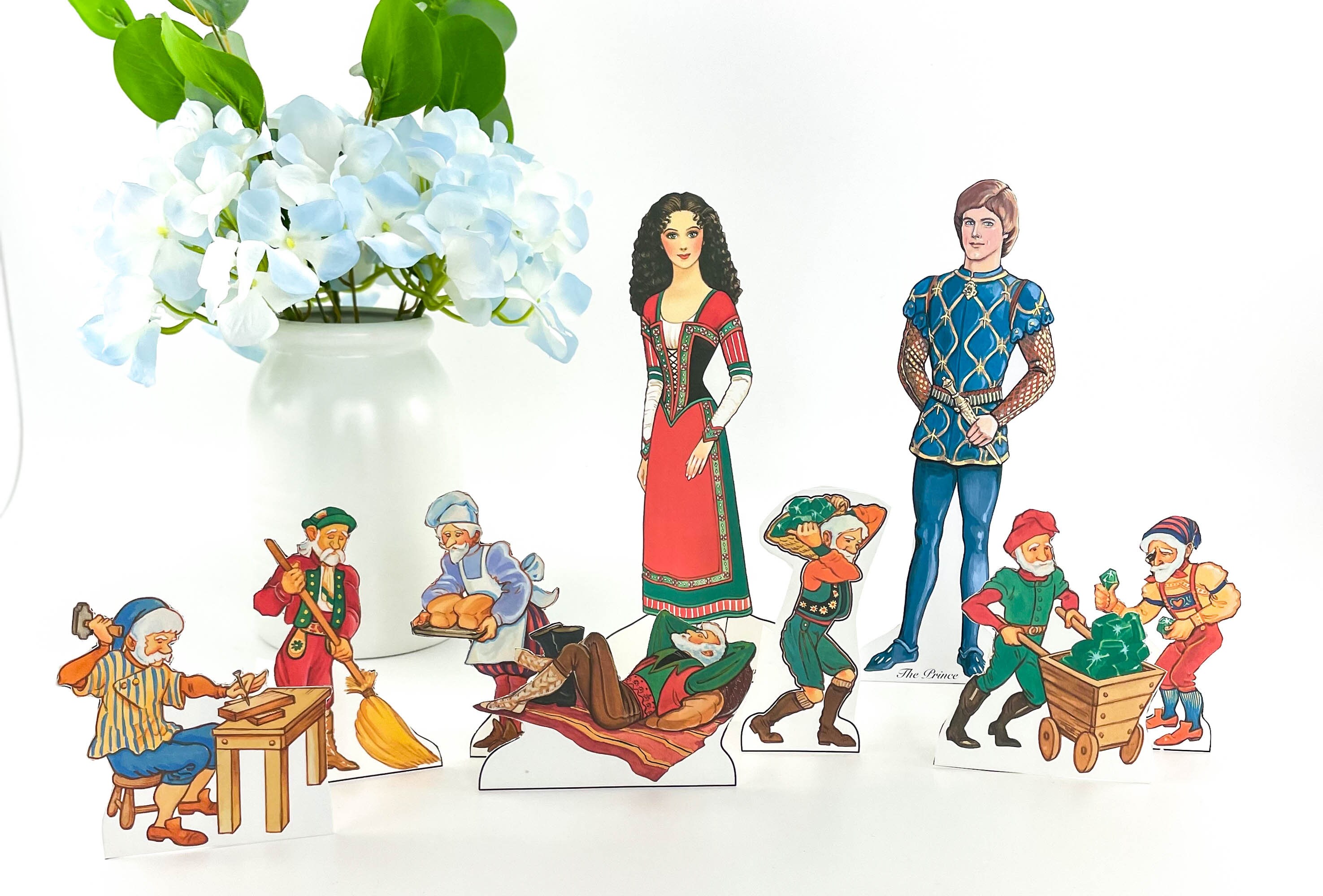 Snow White Paper Doll-seven Dwarfs-prince Charming-dress up Doll ...