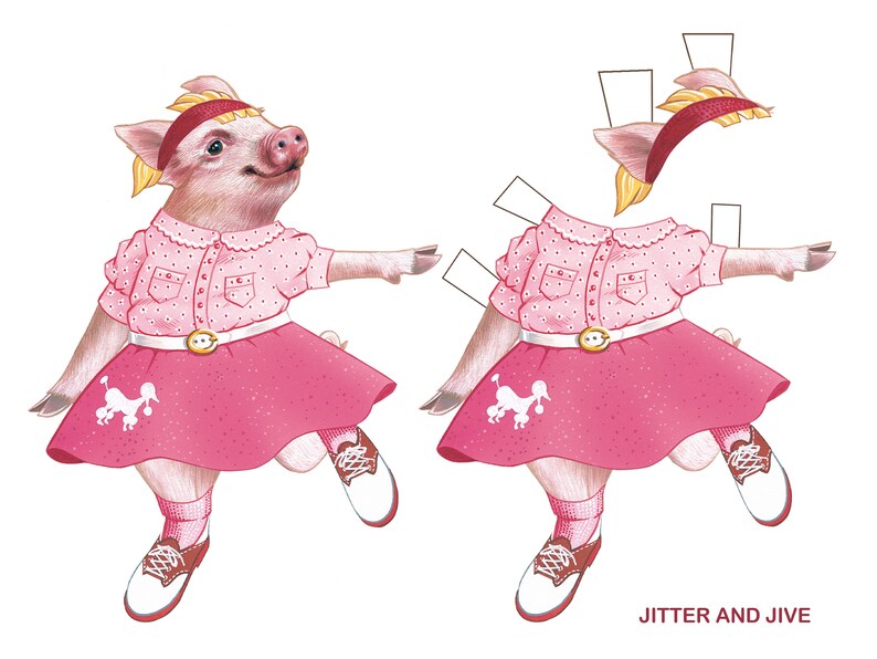 DANCING PIG Paper Doll Printable-paper Dolls-instant - Etsy
