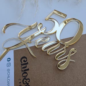 Acrylic 50 Years Cake Topper, 50th Wedding Anniversary Cake Topper ...