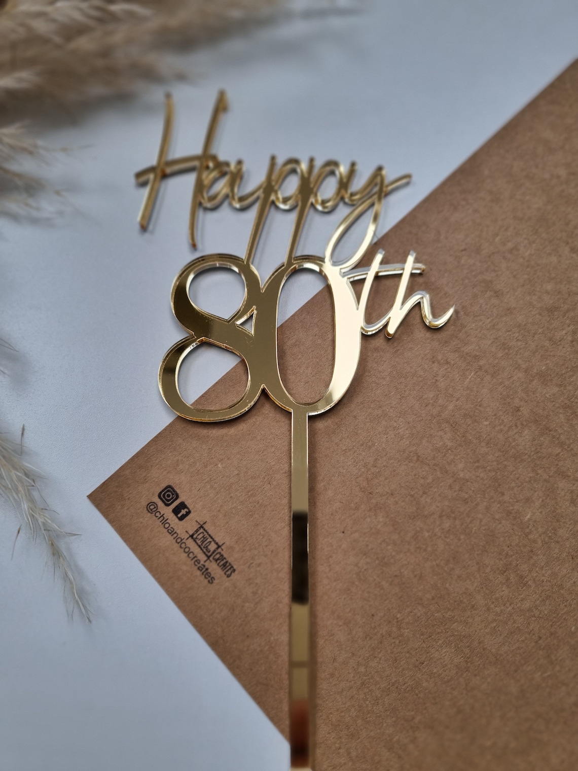 Acrylic Happy 80th Birthday Cake Topper and Name Cake Charm, Gold ...