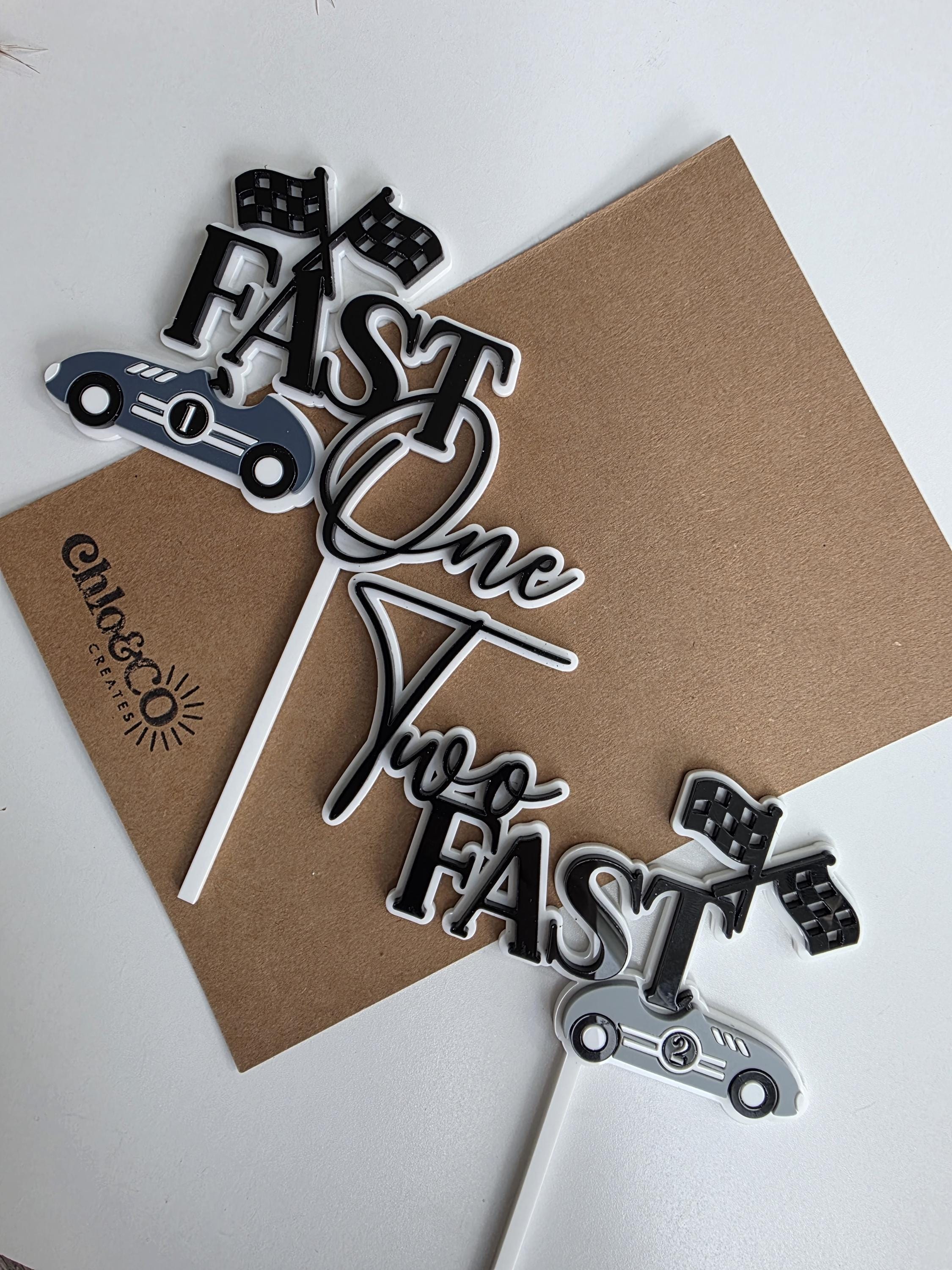 Acrylic Fast One Cake Topper, Personalised First Birthday Cake Topper ...