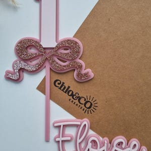 Acrylic Bow Cake Topper, Bow Cake Topper, Personalised Birthday Cake ...