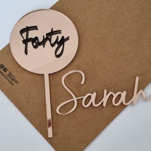 Acrylic Forty Cake Topper and Name Cake Charm, 40th Cake Topper, 40th ...
