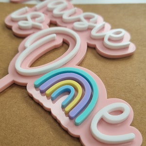 Acrylic Rainbow Cake Topper, Personalised First Birthday Cake Topper ...