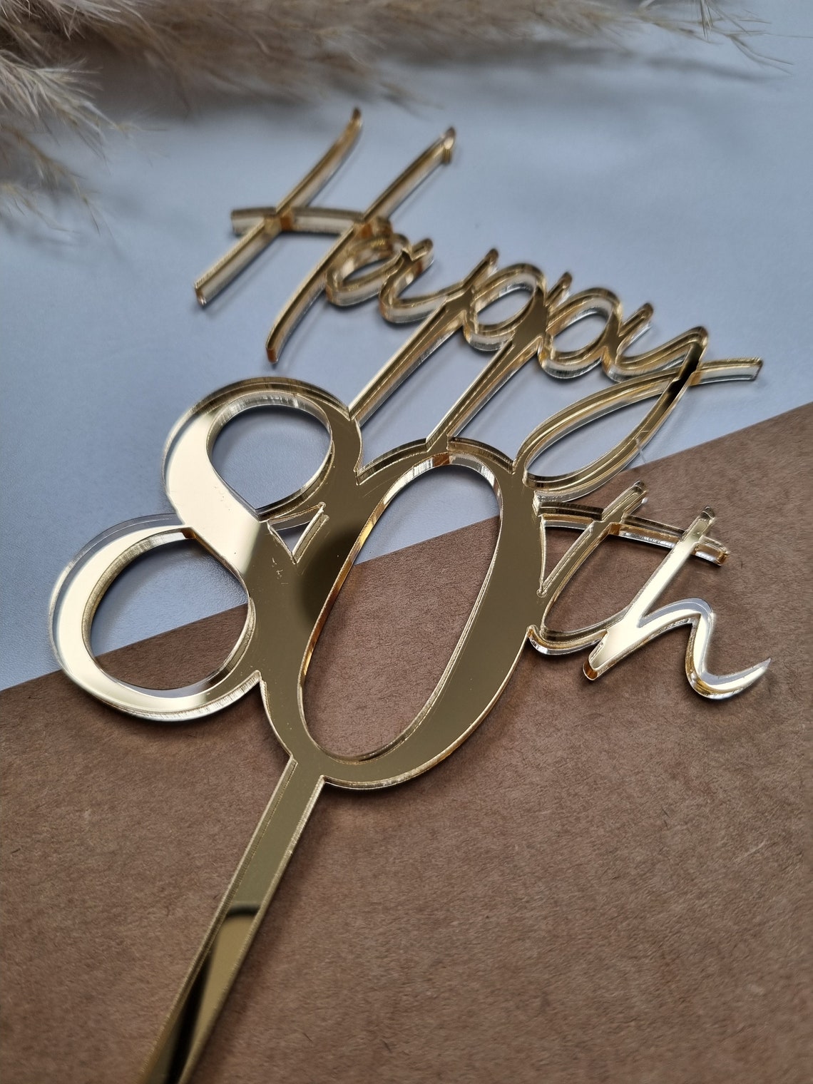 Acrylic Happy 80th Birthday Cake Topper and Name Cake Charm, Gold ...