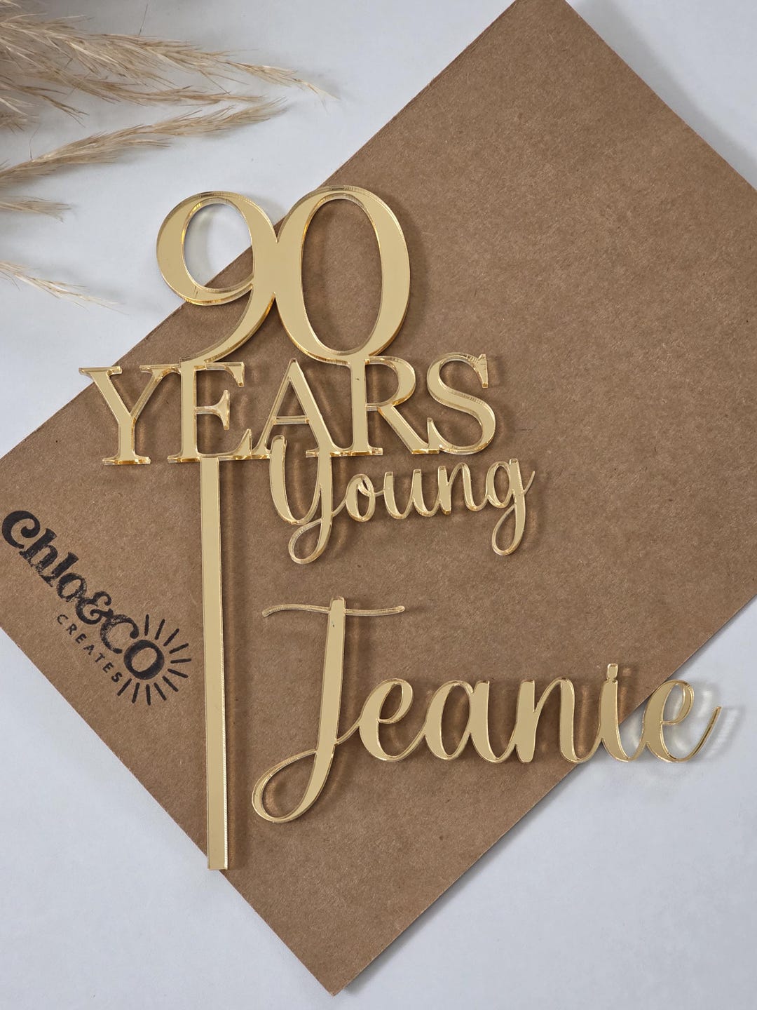 Acrylic 90th Birthday Cake Topper and Name Cake Charm, 90 Years Young ...