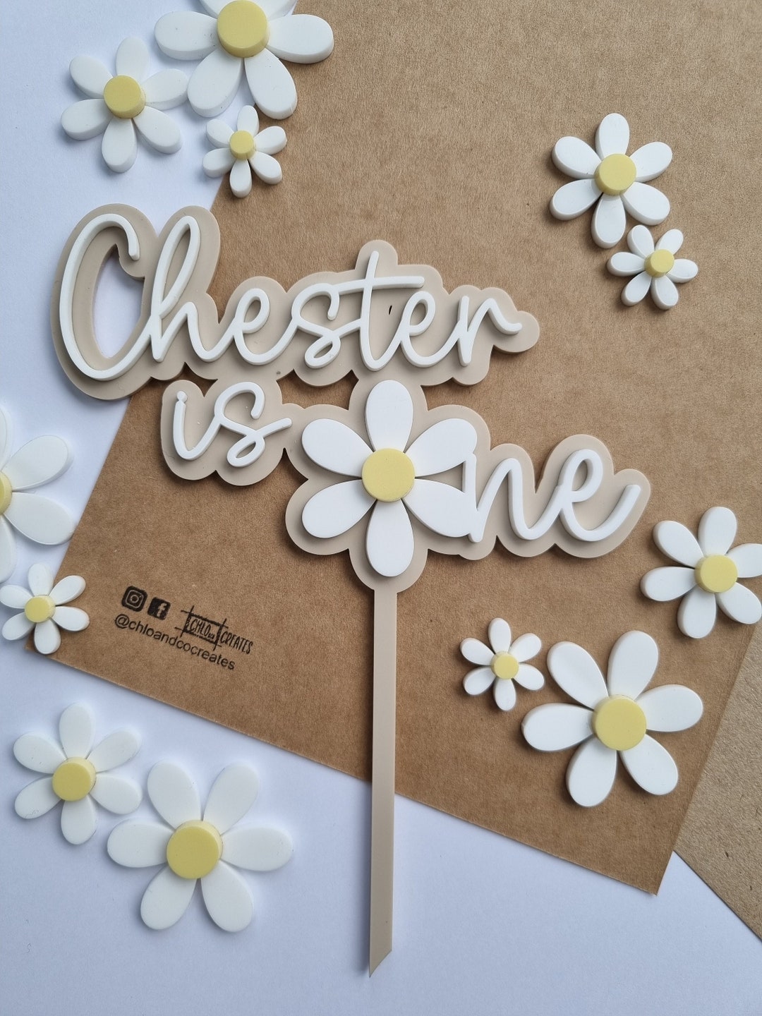 Acrylic Daisy Cake Topper, Personalised First Birthday Cake Topper, is ...