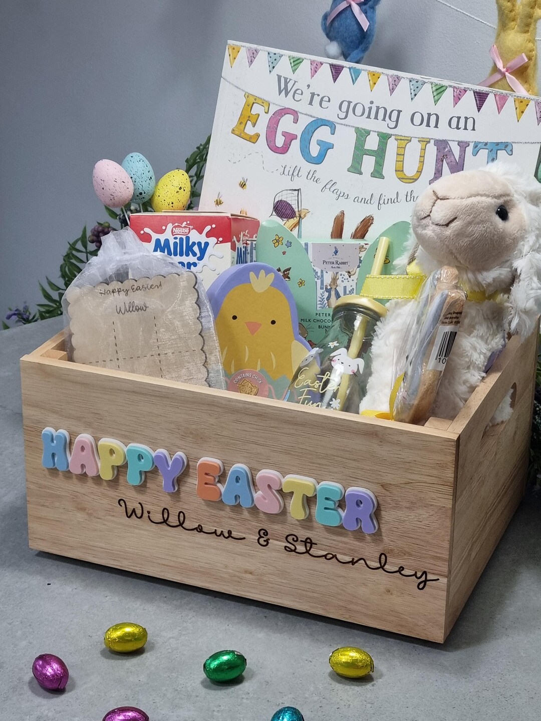 Personalised Easter Crate, Easter Treat Box, Easter Basket, Kids Easter ...