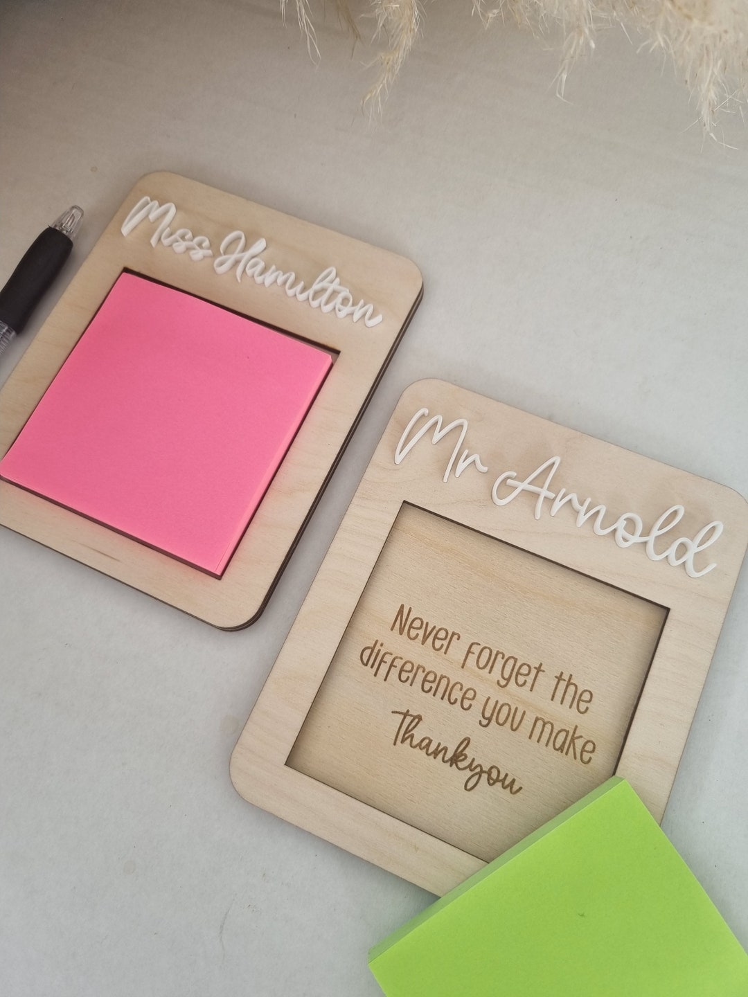 Teacher Gift, Personalised Sticky Note Holder, Post It Note Holder, End ...